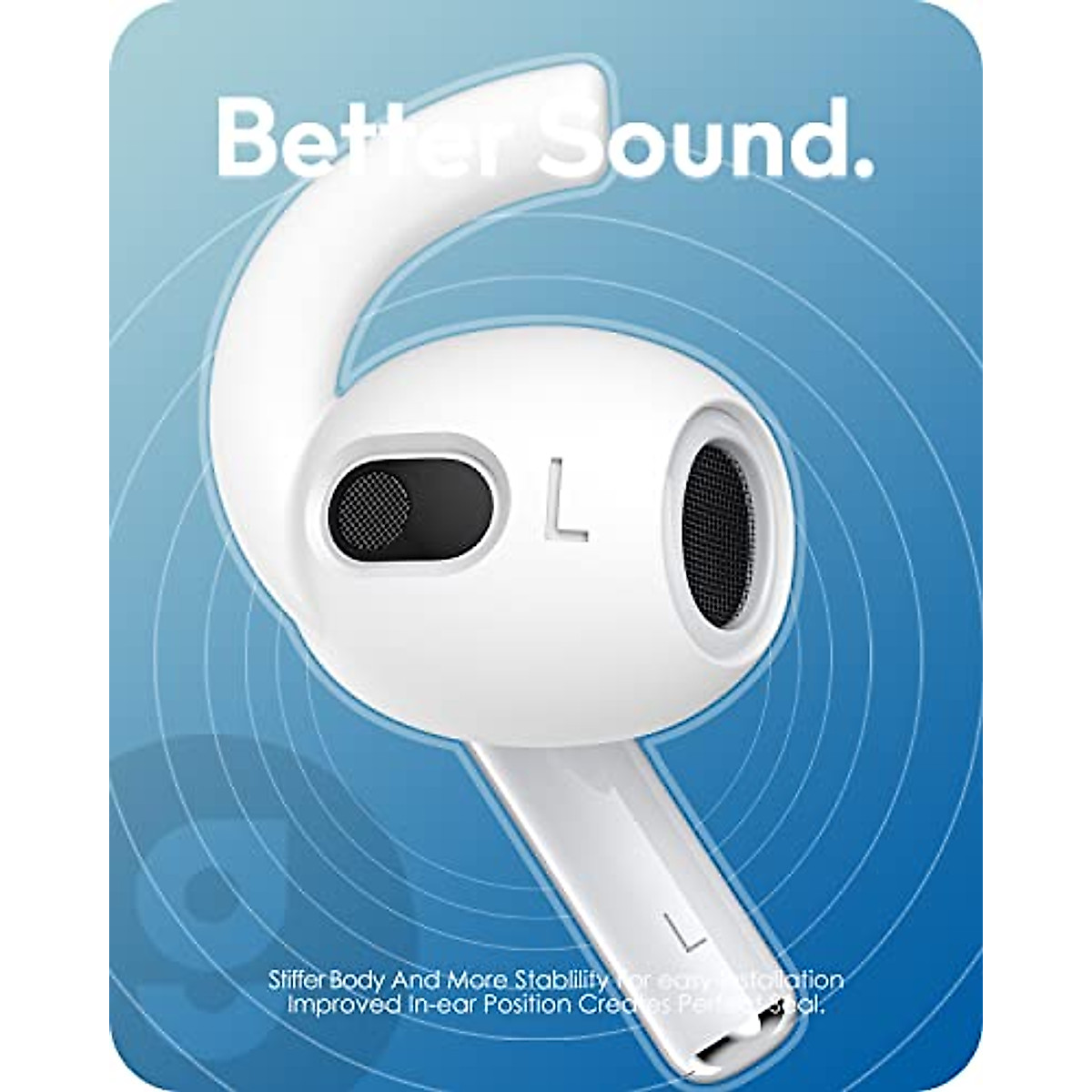 Gcioii 3 Pairs AirPods 3 Ear Hooks Covers [Added Storage Pouch] Anti Slip Wings Ear Covers, Grip Tips Accessories Compatible with Apple AirPods 3rd Generation (White, Medium)