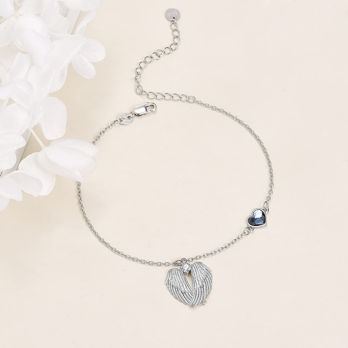 YFN Angel Wings Bracelet 925 Sterling Silver Guardian Angel Wings Heart Bracelets for Women Jewelry Gifts