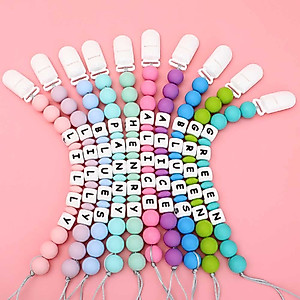 Pack of 2 Personalized Stroller Clip with Name(Black+Marble)