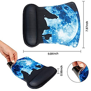 RICHEN Keyboard Wrist Rest Pad and Mouse Wrist Rest Support Mouse Pad Set,Durable & Comfortable & Lightweight for Easy Typing & Pain Relief-Ergonomic Support (Wolfs)