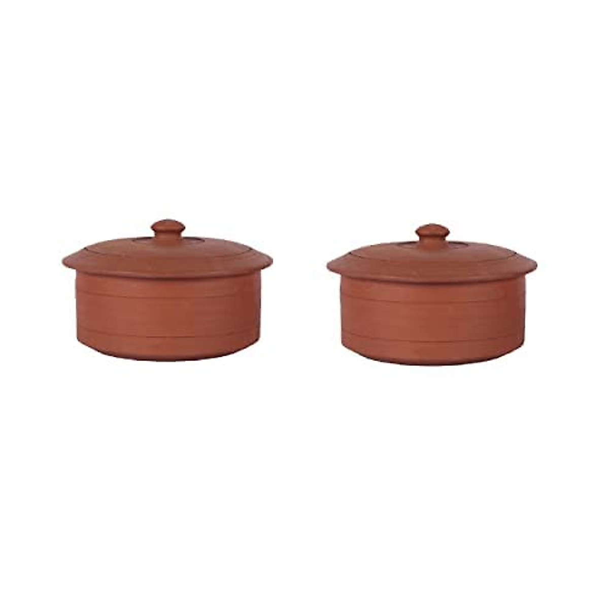 Village Decor handmade earthen clay natural yogurt maker/clay curd pot with lid (1000 ML / 34 OZ - 2 QTY)