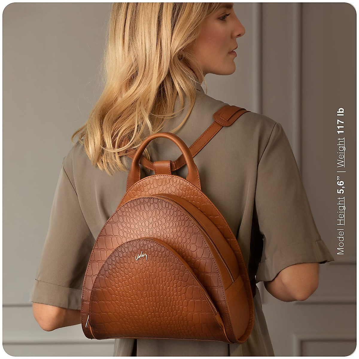 VELEZ Leather Mini Backpack For Women - Brown Shoulder Bag Purse