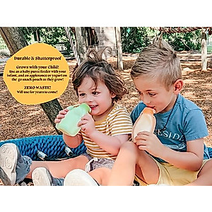 Eco Mama Shop: Toddler Reusable Silicone Food Pouches, 3 Pack, Squeeze Pouches for Kids, Refillable Pouches for Applesauce Yogurt and Purees, Baby Food Feeder