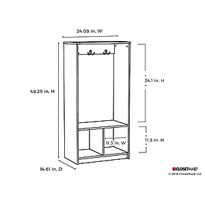 ClosetMaid KidSpace Wood Locker, 2 Cubby Cube Compartments, Open Storage, 3 Hooks, for Coats, Backpacks, Jackets, White Finish, 49-Inch