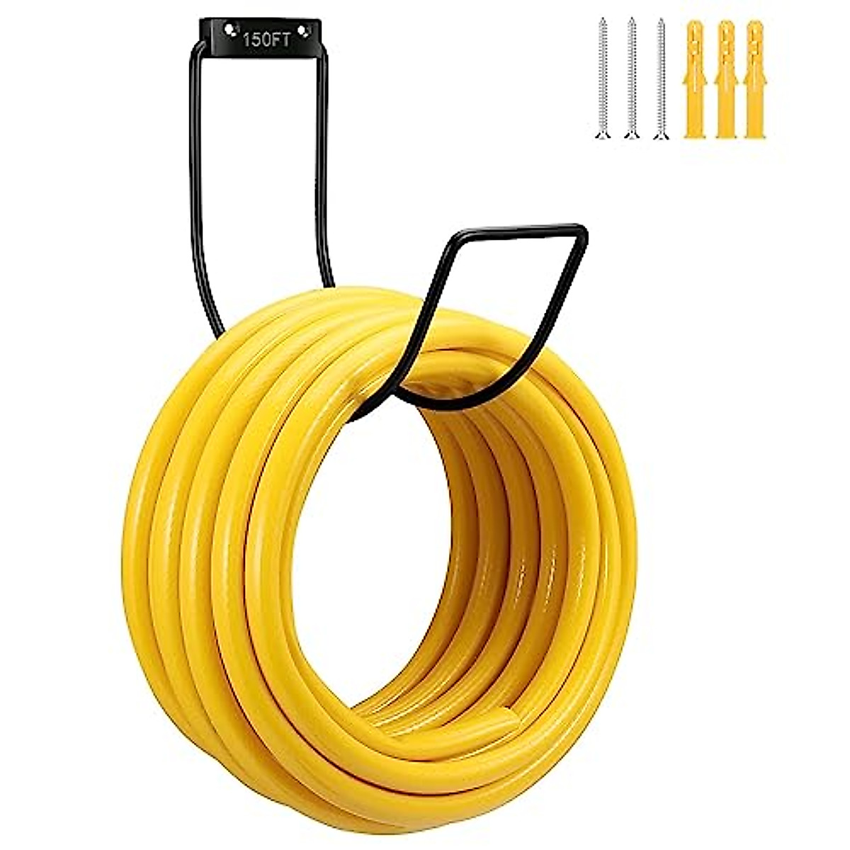 Buelkmag Garden Hose Reel Metal Hose Hanger Wall Mount Hooks for Garden Hose Water Hose Flexable Hose Magic Hose 304 Stainless Steel Hose Reel 2PCS Black…