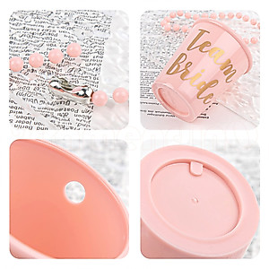 Framendino, 8 Pack Team Bride and Bride to Be Plastic Beaded Shot Glass Necklace Shot Glasses Bridal Necklace with Gold Foil for Bachelorette Party Decorations