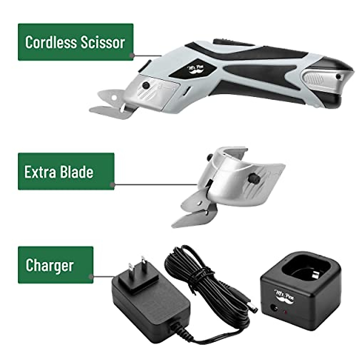 Mr. Pen- Electric Scissors with 2 Blades, 3.6V, Cordless Electric Scissors for Cardboard, Electric Box Cutter, Cardboard Cutter Electric, Electric Shears, Box Cutter Electric