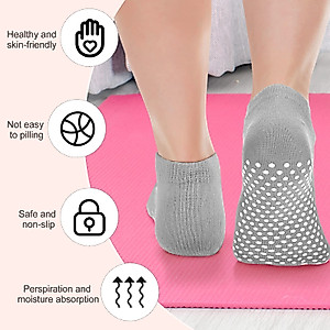 Geyoga 13 Pairs Pilate Grippers Socks for Women Non Slip Yoga Ballet Barre Non Skid Socks for Men House Workout Sports(Black, Gray, White)