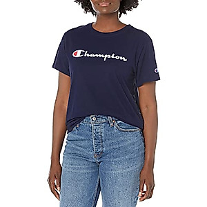 Champion, Classic Short Sleeve T-Shirt, Lightweight Tee for Women, Logo (Plus Size Available), Athletic Navy Script, 4X