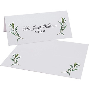 Laurel Wreath and Greenery Corner Printable Place Cards, Set of 60 (10 Sheets), Laser & Inkjet Printers - Wedding, Party, Dinner, and Special Events - Made in The USA