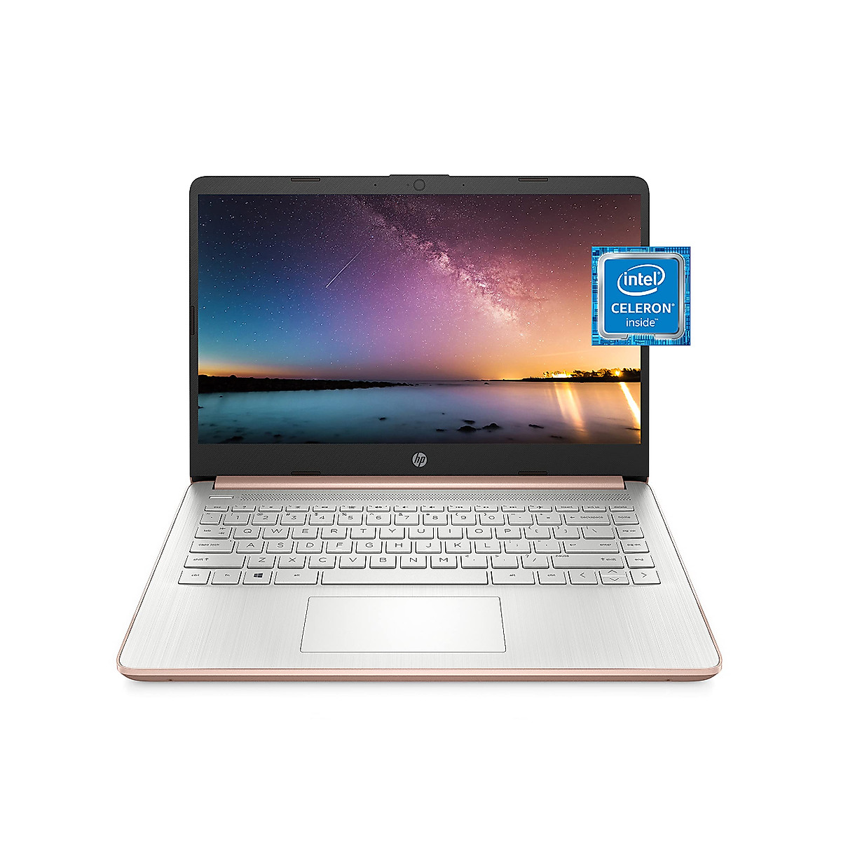 HP 14 Laptop, Intel Celeron N4020, 4 GB RAM, 64 GB Storage, 14-inch Micro-edge HD Display, Windows 10 Home, Thin & Portable, 4K Graphics, One Year of Microsoft 365 (14-dq0030nr, 2021, Pale Rose Gold)