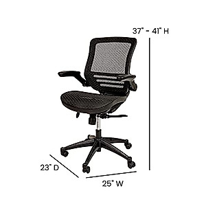 Flash Furniture Mid-Back Transparent Black Mesh Executive Swivel Office Chair with Black Frame and Flip-Up Arms