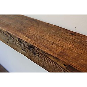 Modern Timber Craft Rustic Fireplace Mantel Floating Solid Wood Shelf - Reclaimed Barn Wooden Beam Wall Decor, Mounted Farmhouse Shelving, (Unfinished,72" W x 8" D x 2.75" H)