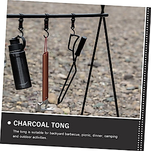 Happyyami Tongs Grill Outdoor Camping BBQ Outdoor BBQ Fireplace Charcoal Clamps Charcol Barbecue Trash Pickup Grabber Iron Long Charcoal Tong Charcoal Plier Camping Supply Large Pen Holder