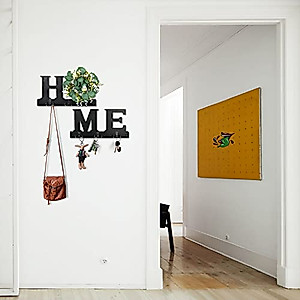 Simetufy Decorative Farmhouse Key Holder for Wall, Wall Mounted Key Hangers for Wall, Wooden Key Rack with 6 Double Key Hooks for Entryway, Hallway, Office, Black,30''x7.5''x0.6''