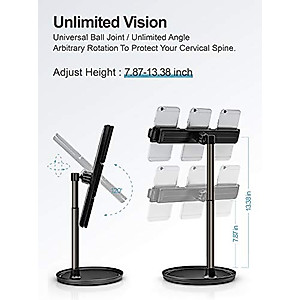 Phone Stand,Cell Phone Stand of Desk,Multi-Phone Holder,Adjustable Height,Unlimited Vision,Stable Base,Support All Phones and Screens from 2-15.6 inch+4.7 inch,(iPhone, Android,Switch,etc.),