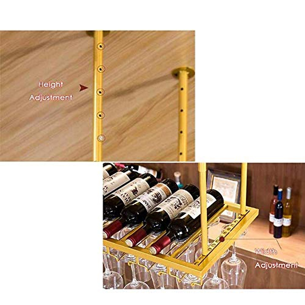 HLL Wine Racks,Wine Glass Rack Hanging, Height Adjustable Ceiling Wine ...