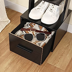 usikey 6 Tiers Vertical Shoe Rack, Entryway Wooden Shoe Rack with Bottom Drawer & Extra Top Storage, Tall Shoe Rack Organizer, Space Saving Shoe Tower, Shoe Storage Stand for Small Space, Black