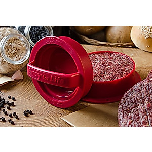 Easy for Life Stuffed Burger Press Kit 3 in 1 - Exclusive Red Color with 20 Free Wax Patty Papers, Non Stick Hamburger Maker, Homemade Patties & Sliders, Patty Molds, Veggie Hamburger Press Shaper