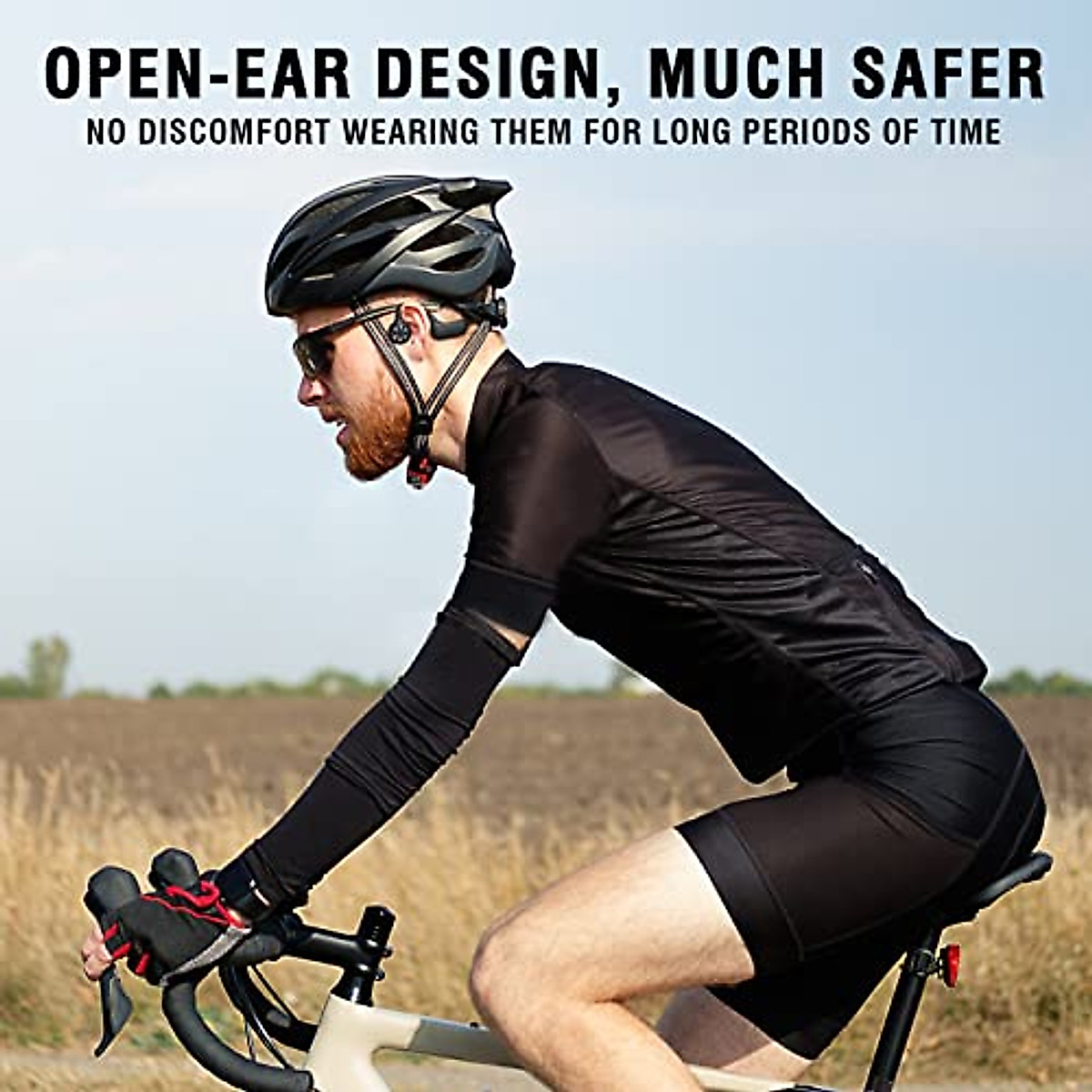 HCMOBI Bone Conduction Headphones Bluetooth, Wireless Open Ear Headphones with Mic, Waterproof Earphones, Sweatproof Sports Headset for Running, Cycling, Driving, Hiking, Gym & Workouts