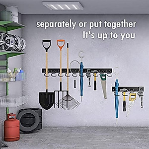 TORACK 64 Inch Garage Hooks Tool Organizer, Adjustable Wall Mounted Garage Hanger Storage System (16 Hooks & 16 Pegs)