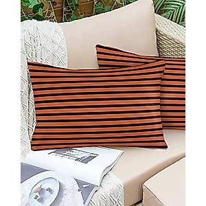 Halloween Pillow Covers Simple Stripe Halloween Lumbar Throw Pillow Cover for Patio Furniture Geometric Pattern Outdoor Waterproof Pillowcases Set of 2 Cushion Case for Sofa Couch Chair 20x12in