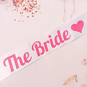 Magnusson's Garden The Bride Let’s Go Party Pink Doll Dream Bach Themed Bachelorette Sash, She Found Her Ken Bridal Shower Accessory for Future Mrs., Retro Hot Pink Heart Wedding Sash
