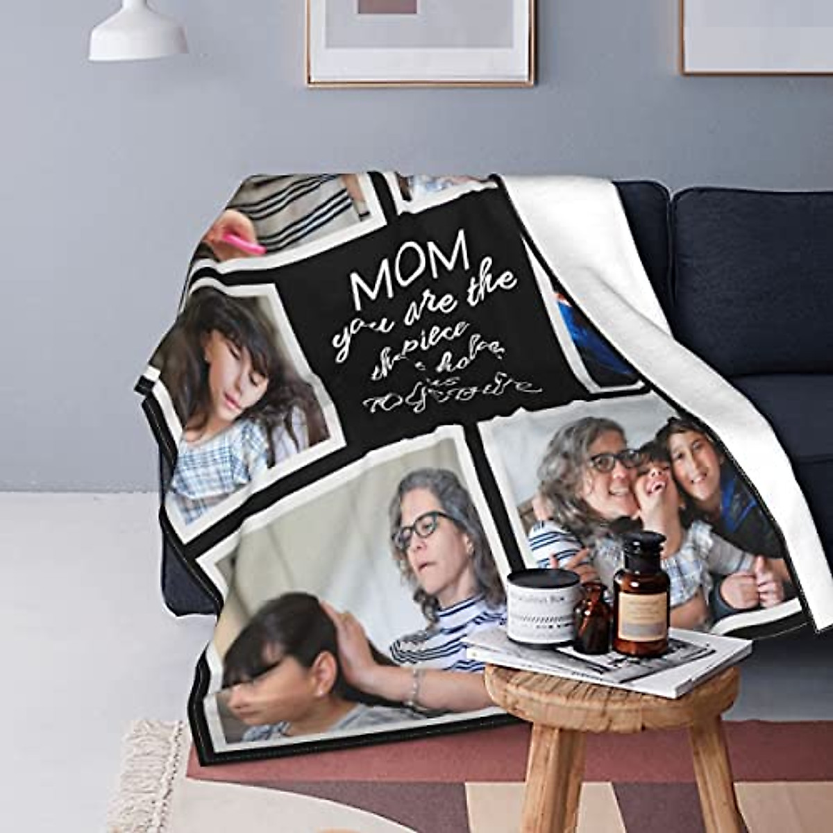 Mothers Day Blanket Gifts for Mom Custom Blankets with Photos Personalized Throw Blankets with Picture for Mother, Customized Blanket Best Mom Ever Family Women Gifts for Mom Birthday 6 Photo Collage