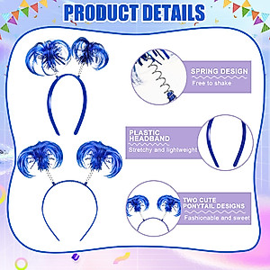 Hoteam 48 Pcs Ponytails Headband Tinsel Wrapped Party Head wear Pom Feathers Headbands for Mardi Gras party(Blue)