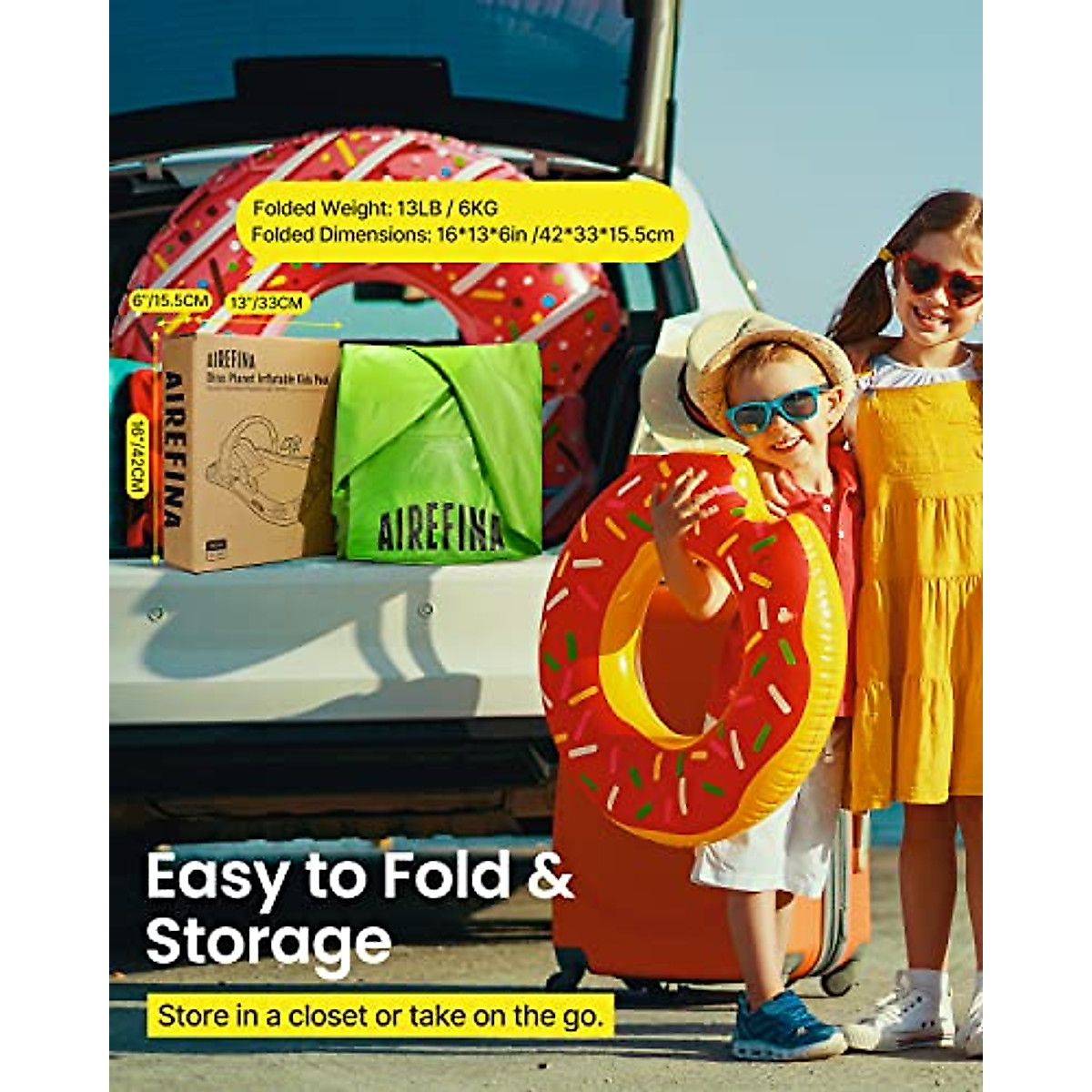 Inflatable Kids Pool, Airefina Dino Planet Inflatable Play Center Kiddie Pool with Water Slide, Ultra Thick 97"x76"x41" Toddle Pool with Play Ball Hoop, for Backyard, Garden, Water Park, Ages 3+