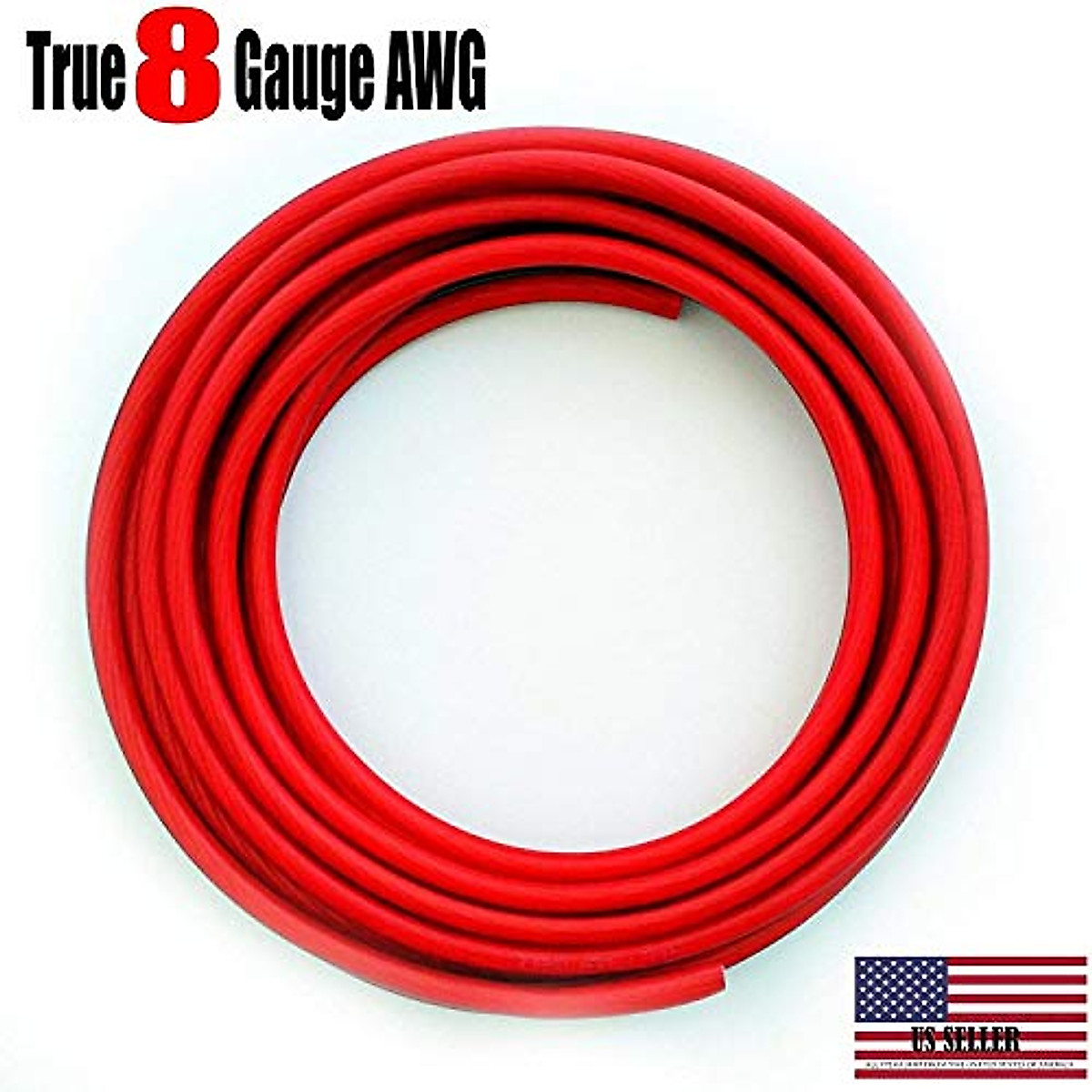 PAKA TOOLS 8 Gauge 25ft Red Power/Ground Wire True Spec and Soft Touch Cable