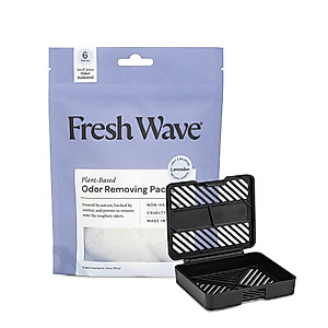 Fresh Wave Lavender Odor Eliminating & Deodorizing Packs | Bag of 6 & Fresh Pod Case | Safer Odor Relief for Small Spaces | Natural Plant-Based Odor Eliminator | Odor Absorbers for Home