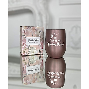 Violet and Gale Godmother Proposal Gifts 12oz Wine Glass Tumbler Will You Be My Godmother New Godparents Announcement Gift Keepsake Coffee Mug