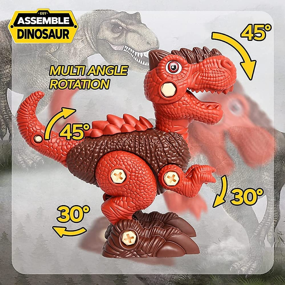 HB Direct Educational Take Apart Dinosaur Toys w/Dino Electric Drill for Ages 3-7, Construction Dinosaur Building Toy, Dinosaur Screwdriver Toy with Drill for Kids, Build a Dinosaur Take Apart Toys