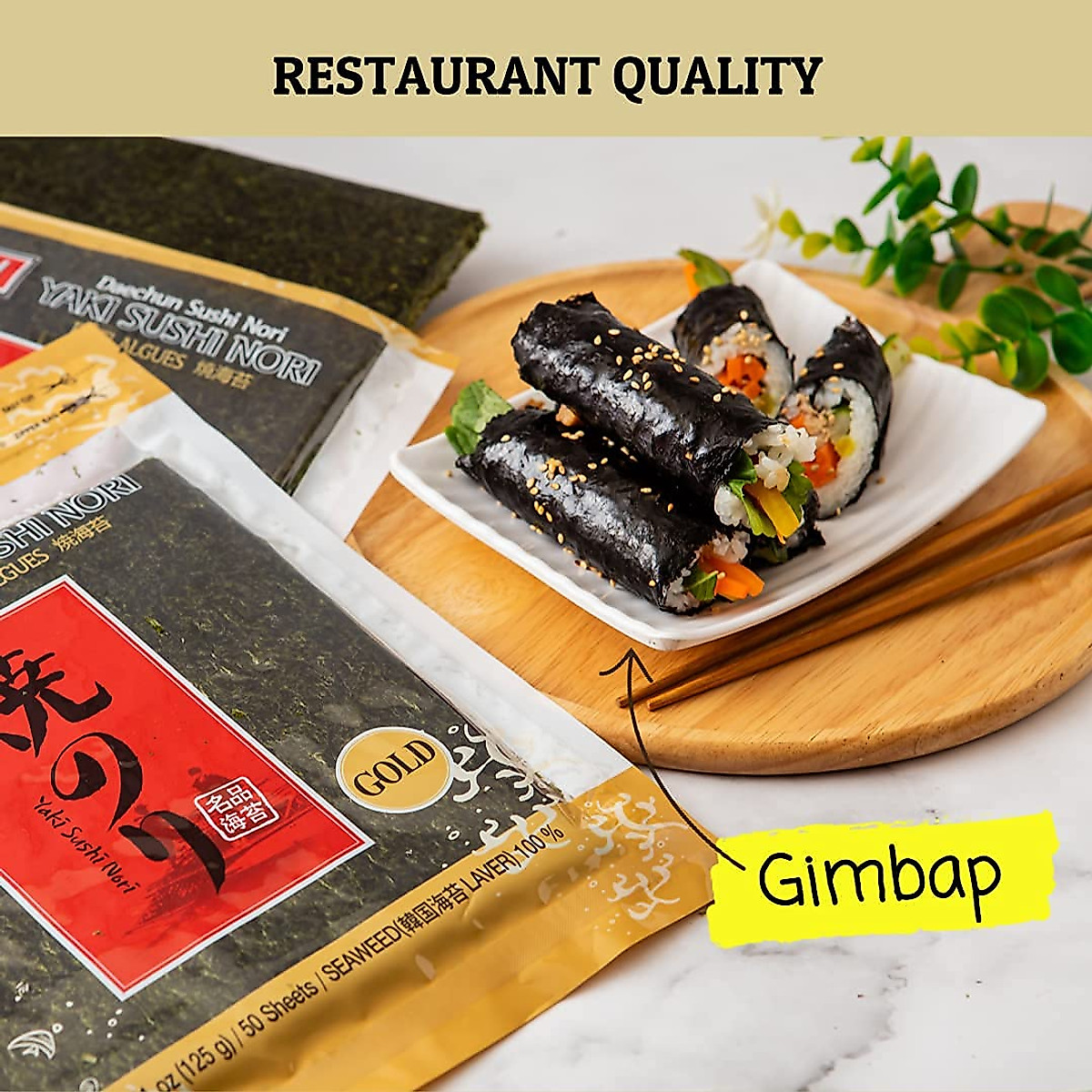 CHOI's 1(Daechun) Roasted Seaweed, Gim, Sushi Nori - (50 full sheets)- Gold Grade- Vegan, Keto, Gluten Free, Full of Fiber, Vitamin, Mineral, High protein, Omega 3's- Product of Korea