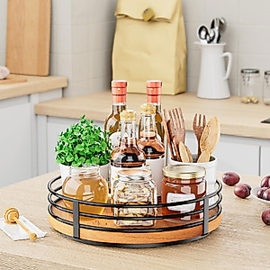 10" Lazy Susan Turntable Organizer - Wood Round Lazy Susan for Cabinet Kitchen Countertop Dining Table Pantry Cupboard Bathroom Coffee Bar Storage Home Decor