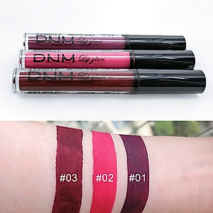 DNM 3Pcs Dark Purple Red Rose pink Matte Liquid Lipstick Sets for Black Women Matte Matt Lipstick Lip Stain Long Lasting Waterproof 24, labial mate larga duracion 24 labiales mate 24 horas originales