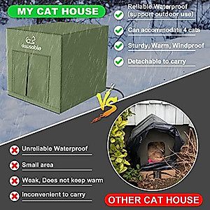 Large Heated Cat House for Outdoor Cats in Winter, Anti-Soaking Insulated Cat House, Elevated & Weatherproof, Warm Cat Shelter with Heating Pad, Outside House Feral Barn Cat (Heated, Large Cuboid)