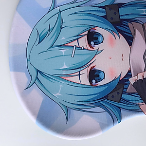CVUWOXO Japanese Anime Girl Asada Shino 3D Mous pad, Silical Gel Oppai Mousepads with Wrist Rest Support, Relife Wrist Pain Design for Otaku's Gaming Mice Pad (Blue)