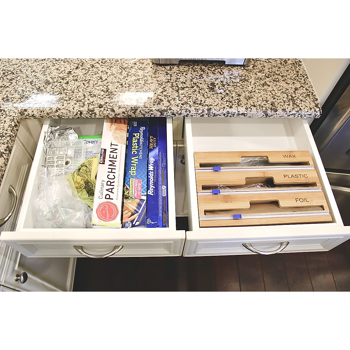 JCG 3 in 1 Bamboo Wrap Dispenser and kitchen organizer
