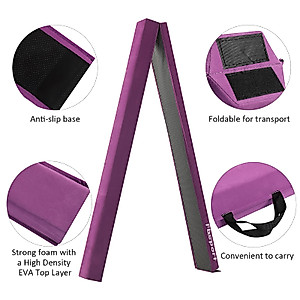 FBSPORT 8ft Balance Beam: Folding Floor Gymnastics Equipment for Kids Adults,Non Slip Rubber Base, Gymnastics Beam for Training, Practice, Physical Therapy and Professional Home Training, Purple
