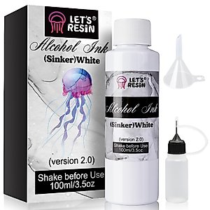LET'S RESIN White Alcohol Ink for Epoxy Resin, Upgraded White Alcohol Ink 3.5oz/100ml, Alcohol-Based Resin Ink, White Resin Pigment for Resin Petri, Tumblers, Painting, Resin Art