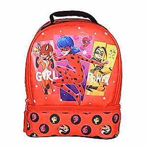 INTIMO Miraculous: Tales of Ladybug & Cat Noir Girl Power Dual Compartment Lunch Box Bag