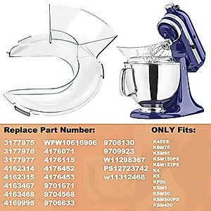 Puxyblue KN1PS Pouring Shield Latest upgraded 4.5 and 5 Quart Stainless Steel Bowls Tilt Head Stand Mixer Bowls 1year Warranty