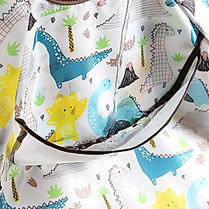 PandaEar Short Sleeve Bib 3-Pack Set| Waterproof Apron Smock Pocket and Crumb Catcher |