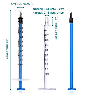 1ml Syringe Without Needle - 1 ml Small Plastic Syringes Sterile Individually Packed with Cap for Lab Medicine Student Measuring Liquid and Pet Dog Cat Baby Feeding Oral Colostrum ( 12 Pack 1cc /ml )