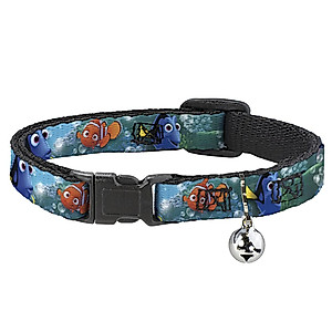 Buckle-Down Breakaway Cat Collar - Nemo & Dory Poses - 1/2" Wide - Fits 8-12" Neck - Medium