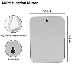 YEAKE Table Desk Vanity Makeup Mirror,8-Inch Portable Folding Mirror with Metal Stand 90°Adjustable Rotation Tavel Make Up Mirror Hanging Bathroom for Shower Shaving(Gray)