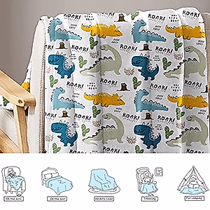 Dinosaur Blanket for Boys Girls, 300 GSM Soft Fleece Kids Blanket, Baby Boy Blanket is Suitable for Toddler Couch , Cute Blanket for Sofa Bedroom Living Room, Dinosaur Gifts for Children, 50"x40"
