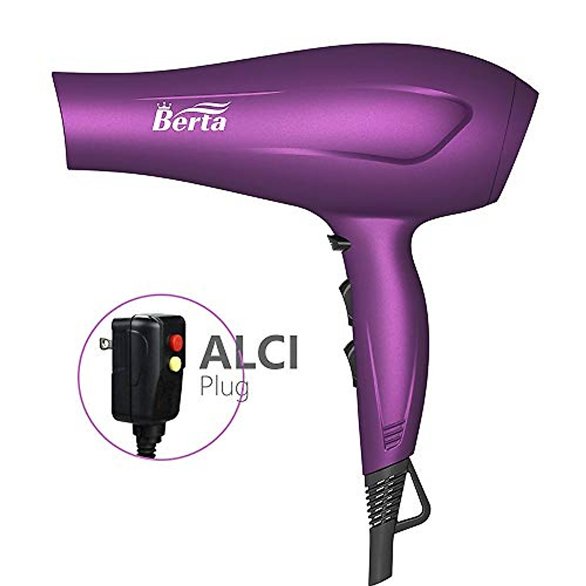 Matte Purple Hair Dryer 1875W Powerful Fast Drying Negetive Ion Blow Dryer Strong Air Flow 2 Speed & 3 Heat Settings DC Motor Plus One Concentrator